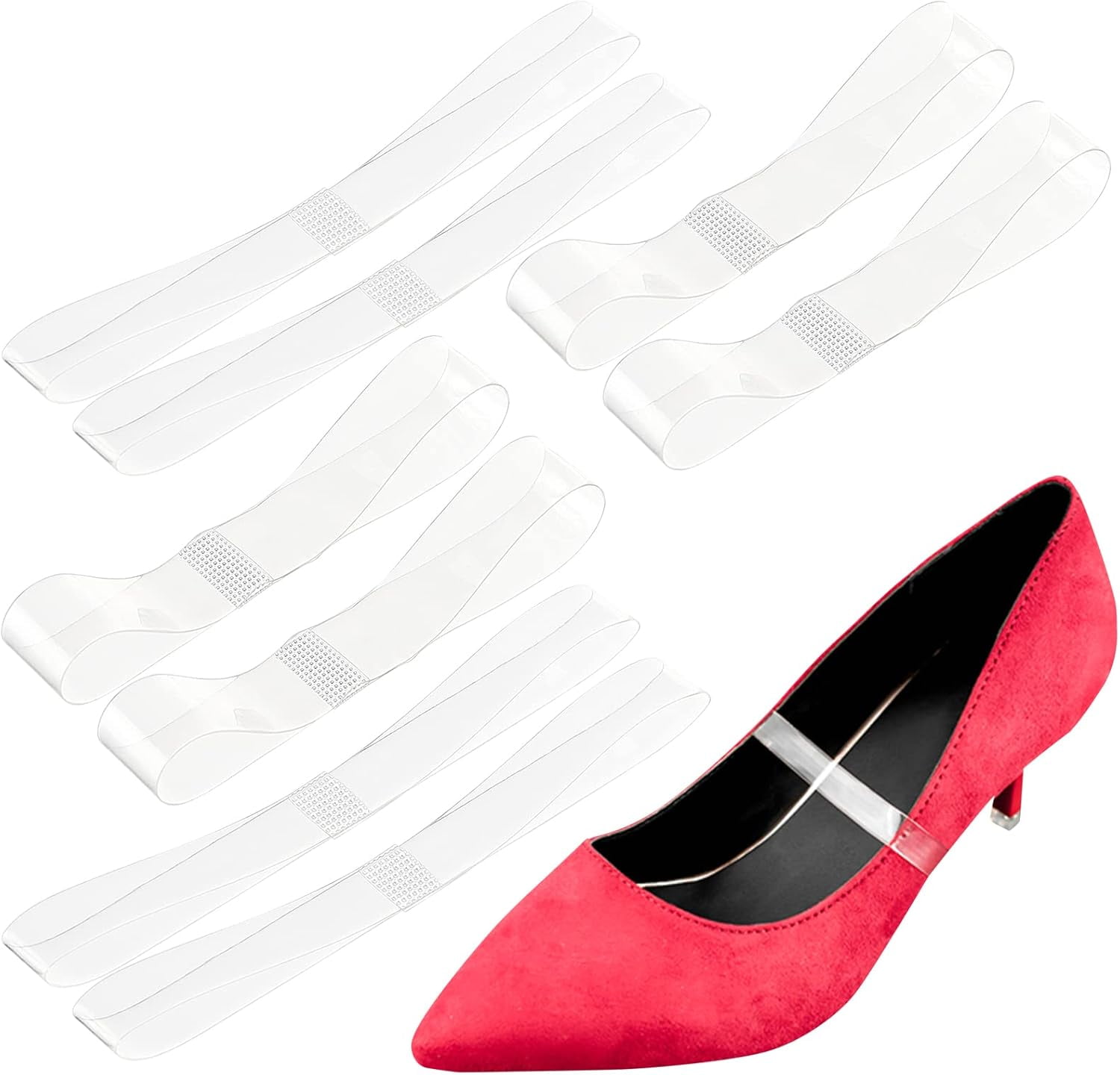 10 Pairs 2 Sizes Transparent Silicone Invisible Shoe Straps Detachable High Heel Shoe Strap ...