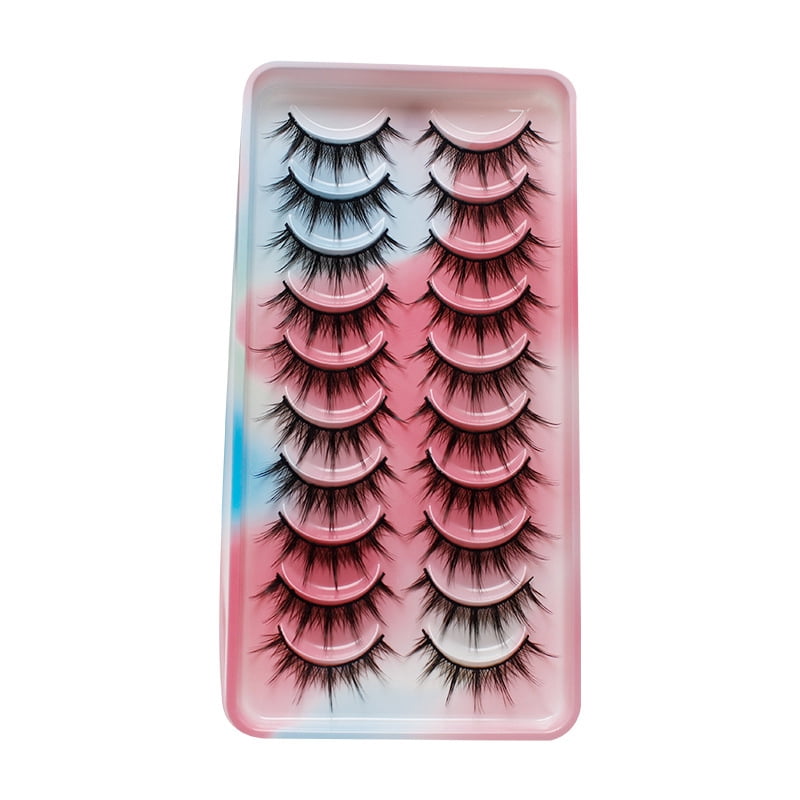 10 Pairs 3D Faux Mink Hair False Eyelashes Natural Messy Eyelash ...