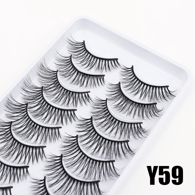 10 Pairs 3D Faux Mink Hair False Eyelashes Natural Messy Eyelash ...