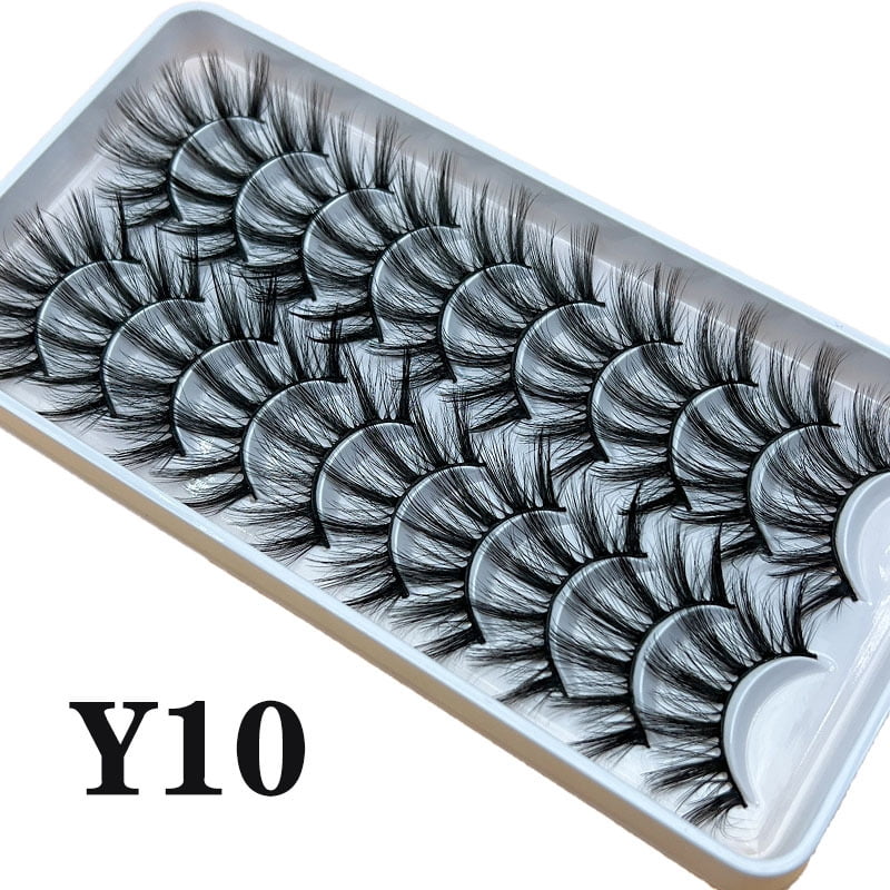 10 Pairs 3D Faux Mink Hair False Eyelashes Natural Messy Eyelash ...