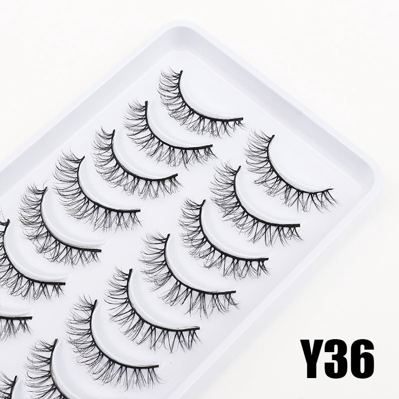 10 Pairs 3D Faux Mink Hair False Eyelashes Natural Messy Eyelash ...