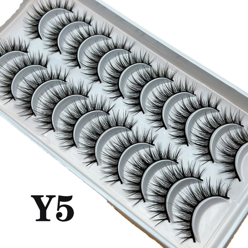 10 Pairs 3D Faux Mink Hair False Eyelashes Natural Messy Eyelash ...