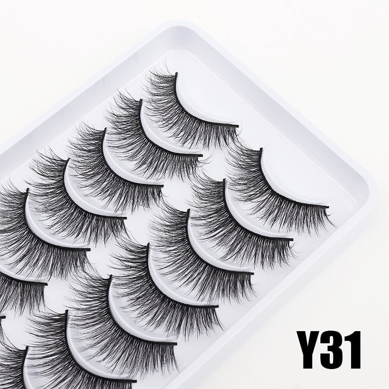10 Pairs 3D Faux Mink Hair False Eyelashes Natural Messy Eyelash ...