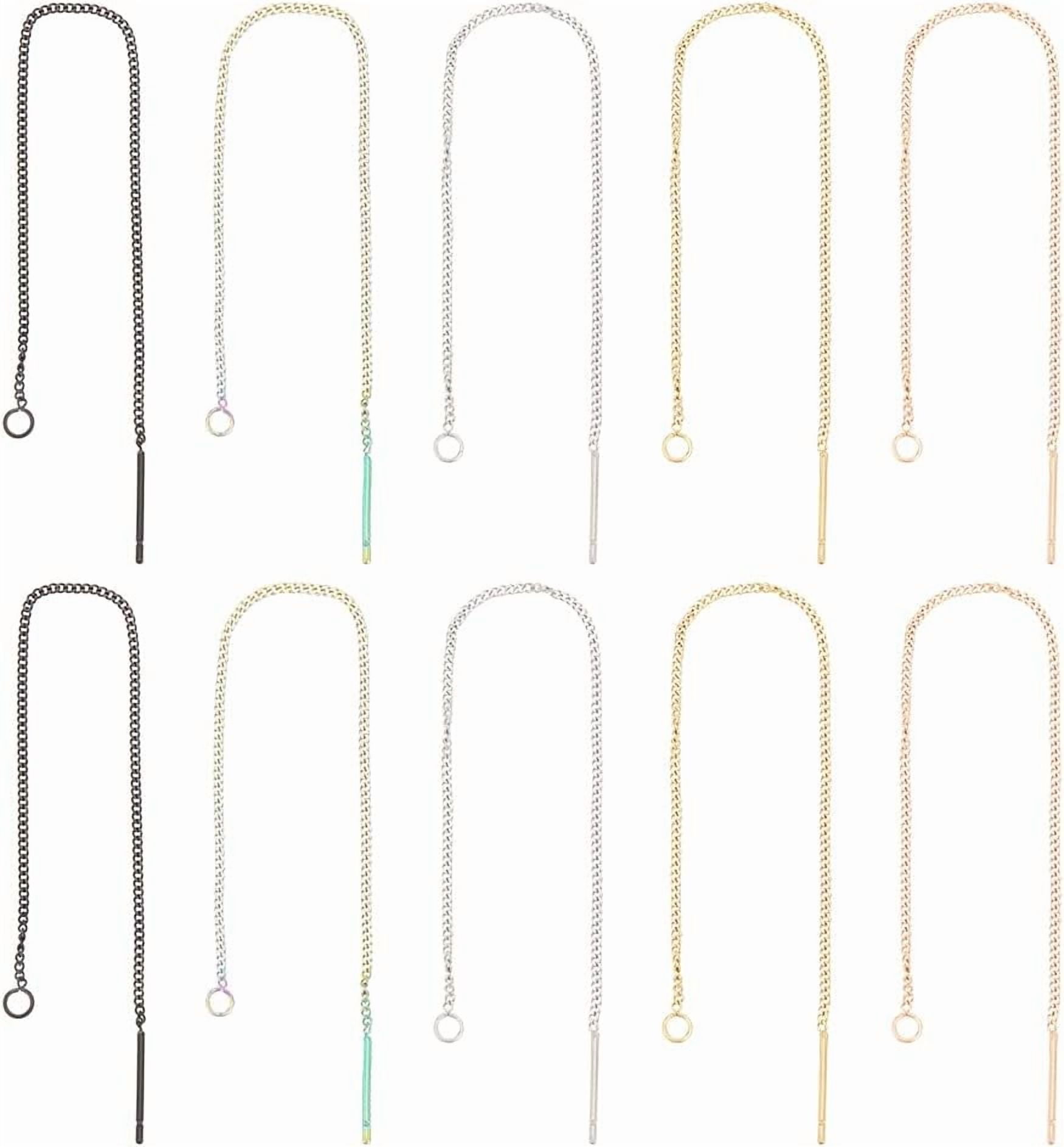 10 Pairs 5 Colors Threader Earrings Findings 109mm Long String Ear ...