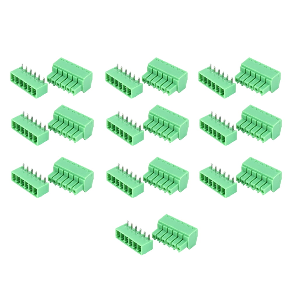 10 Pairs 6-Pin 15EDG Screw Terminal Block, 3.81mm Pitch Pluggable Male ...
