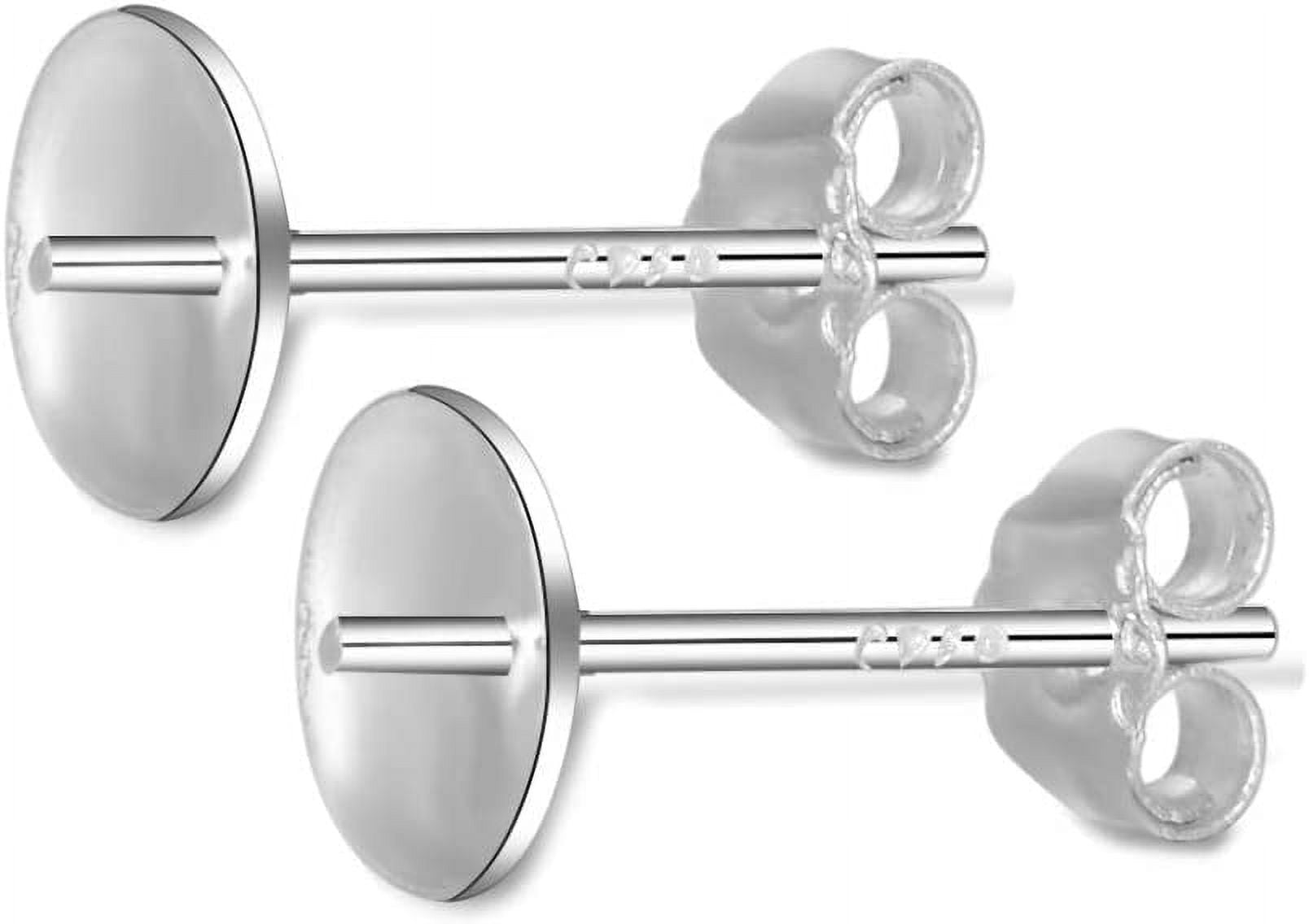 10 Pairs Authentic Sterling Silver Stud Earring Posts 0.7mm Pin 4mm (0. ...