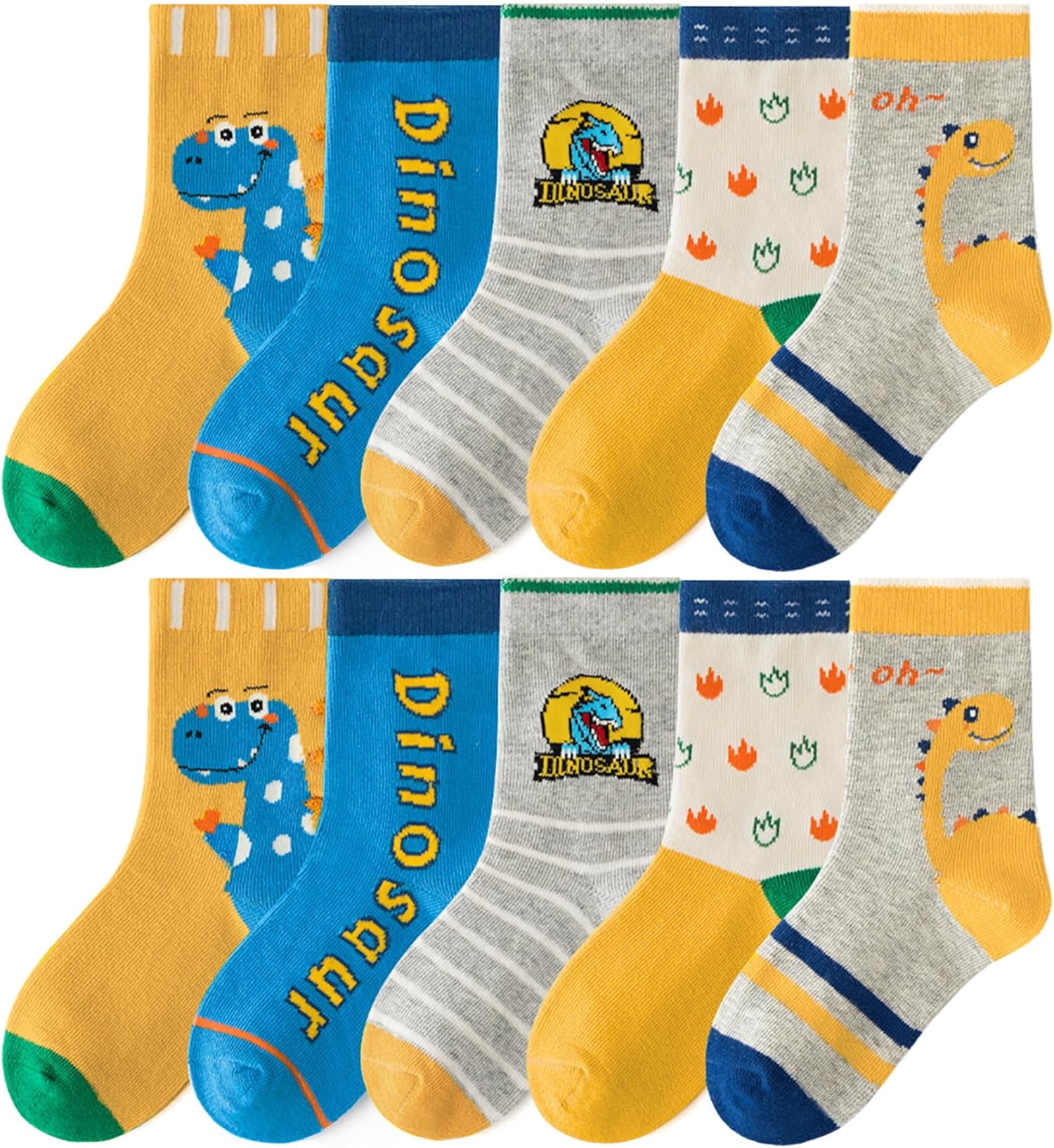 10 Pairs Boys Socks, Cute Cartoon Crew Socks, Sport Mid-Calf Socks ...