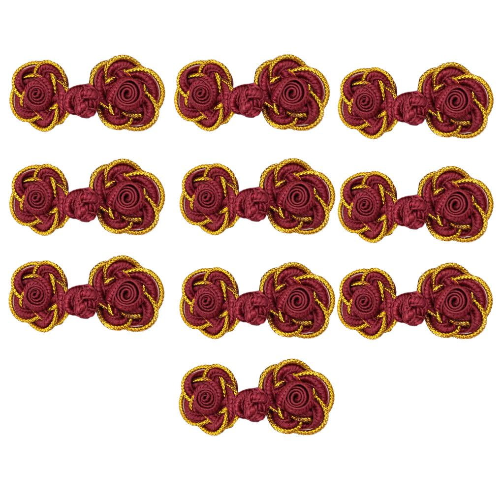 10 Pairs Chinese Frog Buttons W/ Fasteners Knot Closures Cheongsam ...