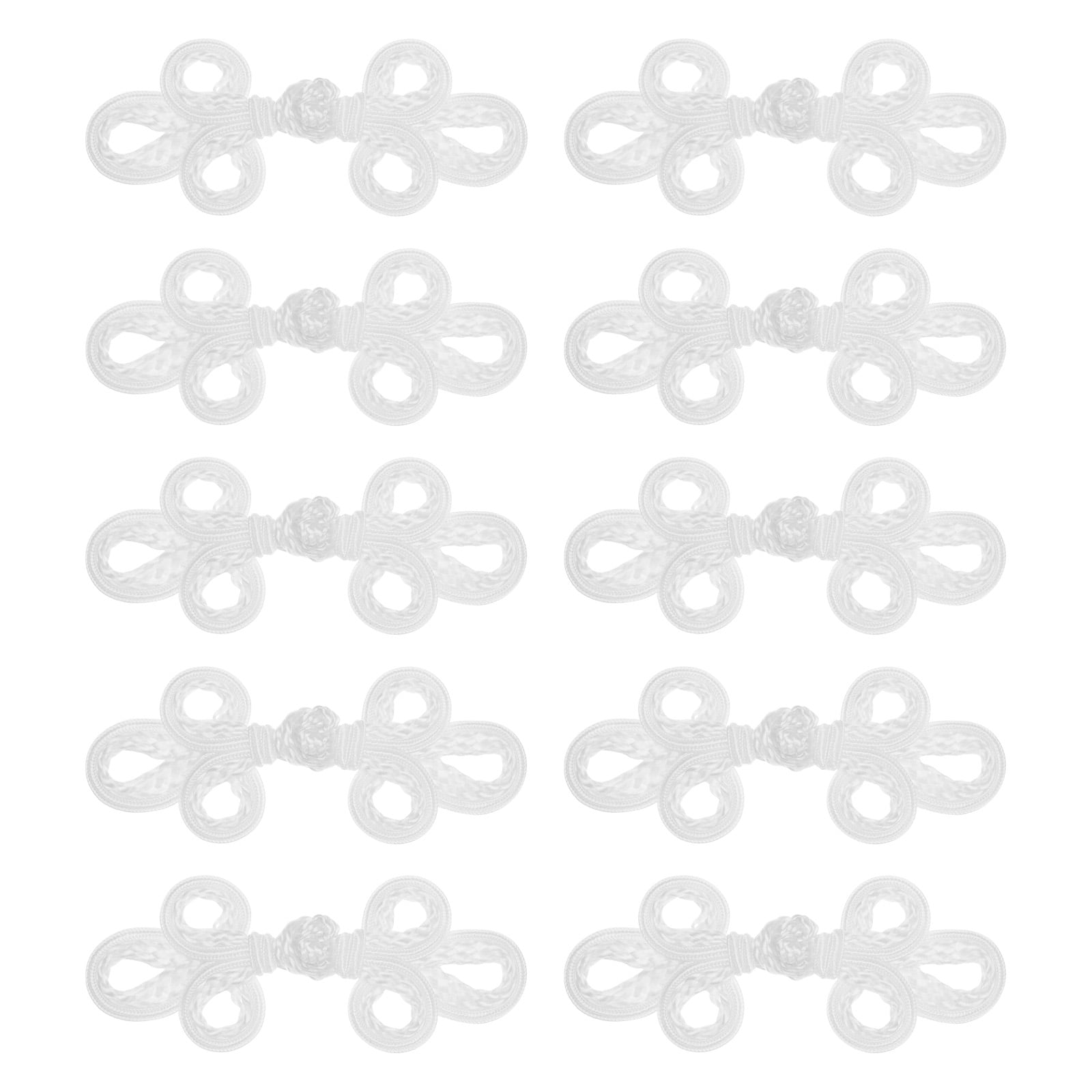 10 Pairs Chinese Knots Frog Buttons Closure White Sewing Buttons ...