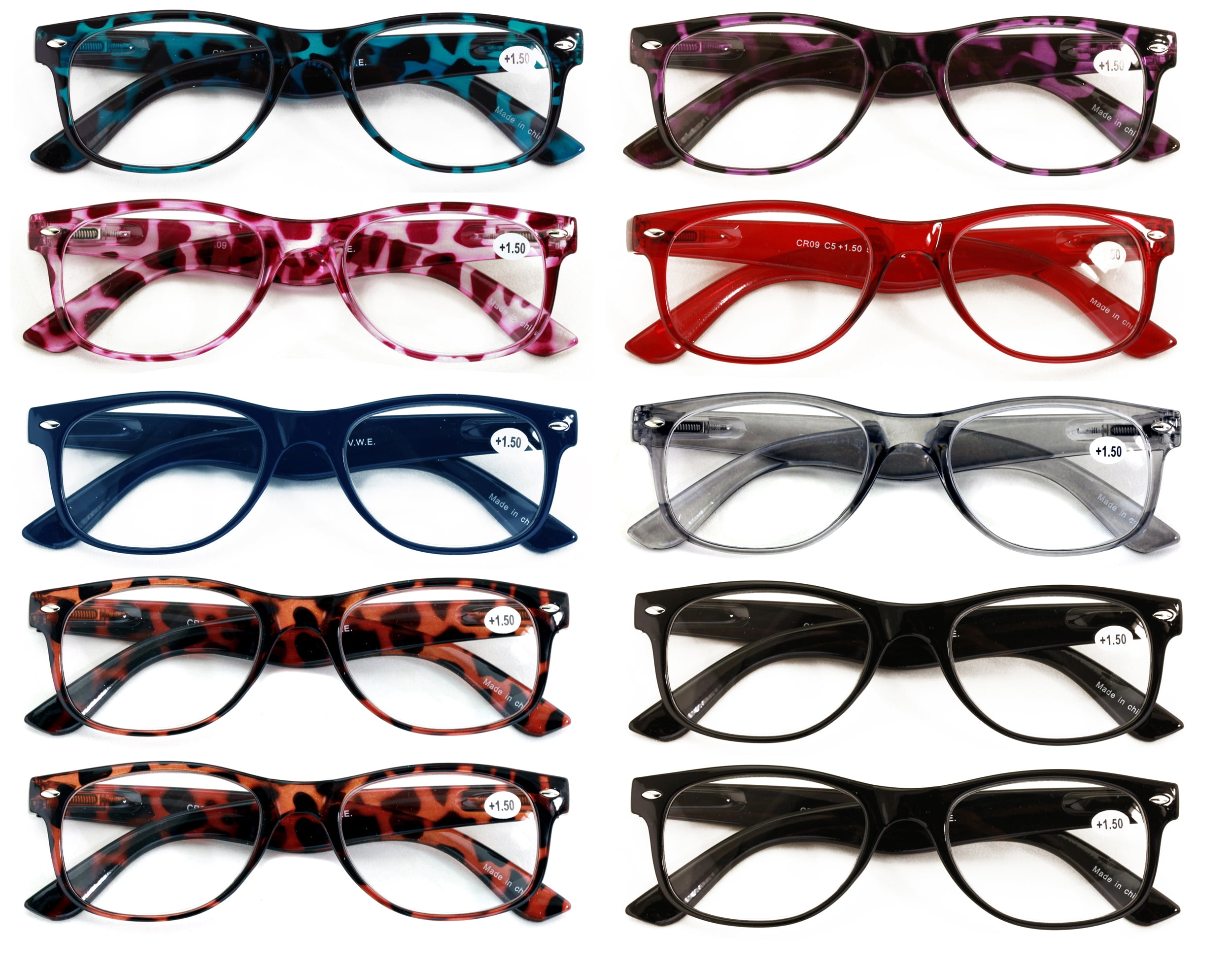 10 Pairs Comfortable Classic Reading Glasses for Men or Women ...