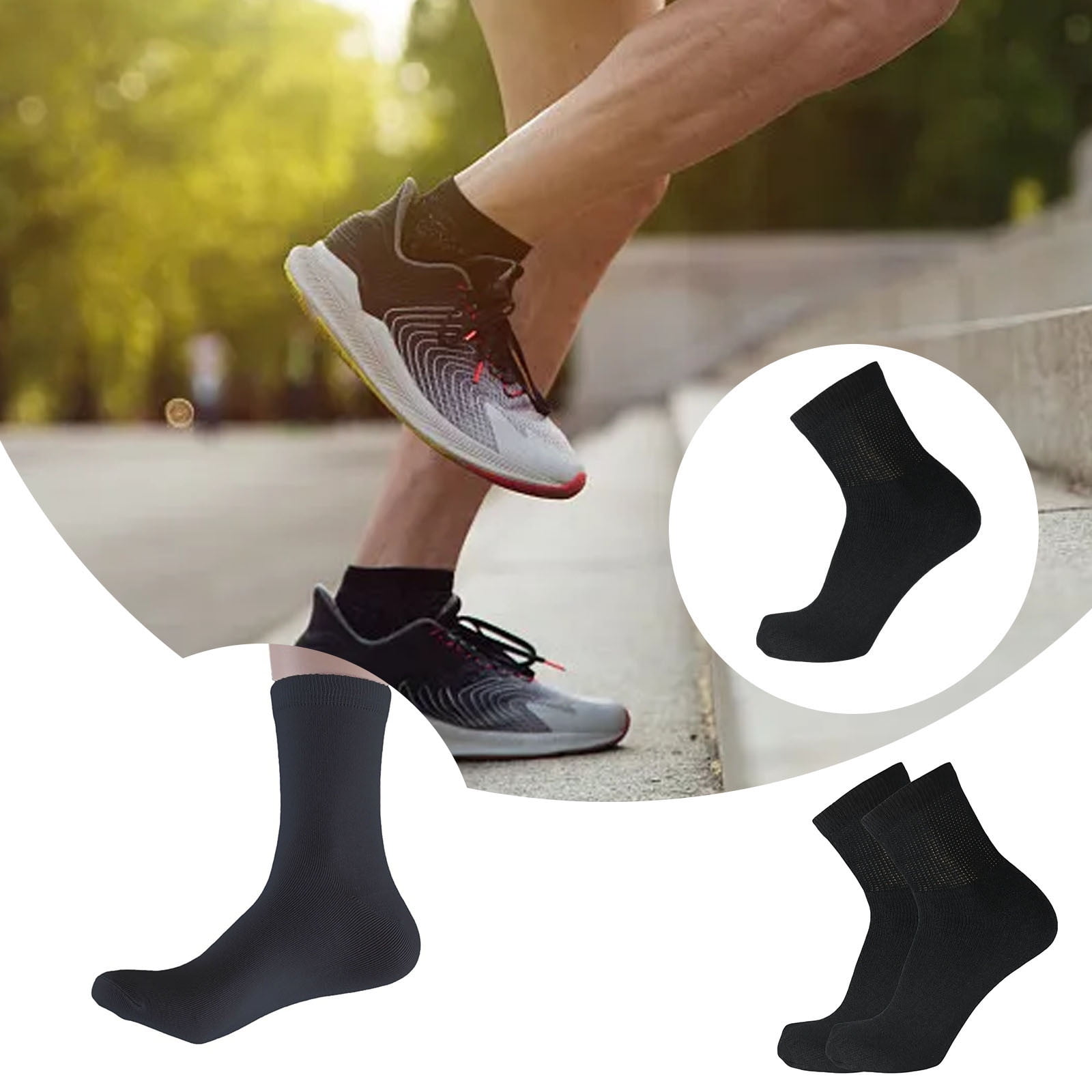 10 Pairs Cotton Diabetic Ankle Socks - Non-Binding With Extra Wide Top ...