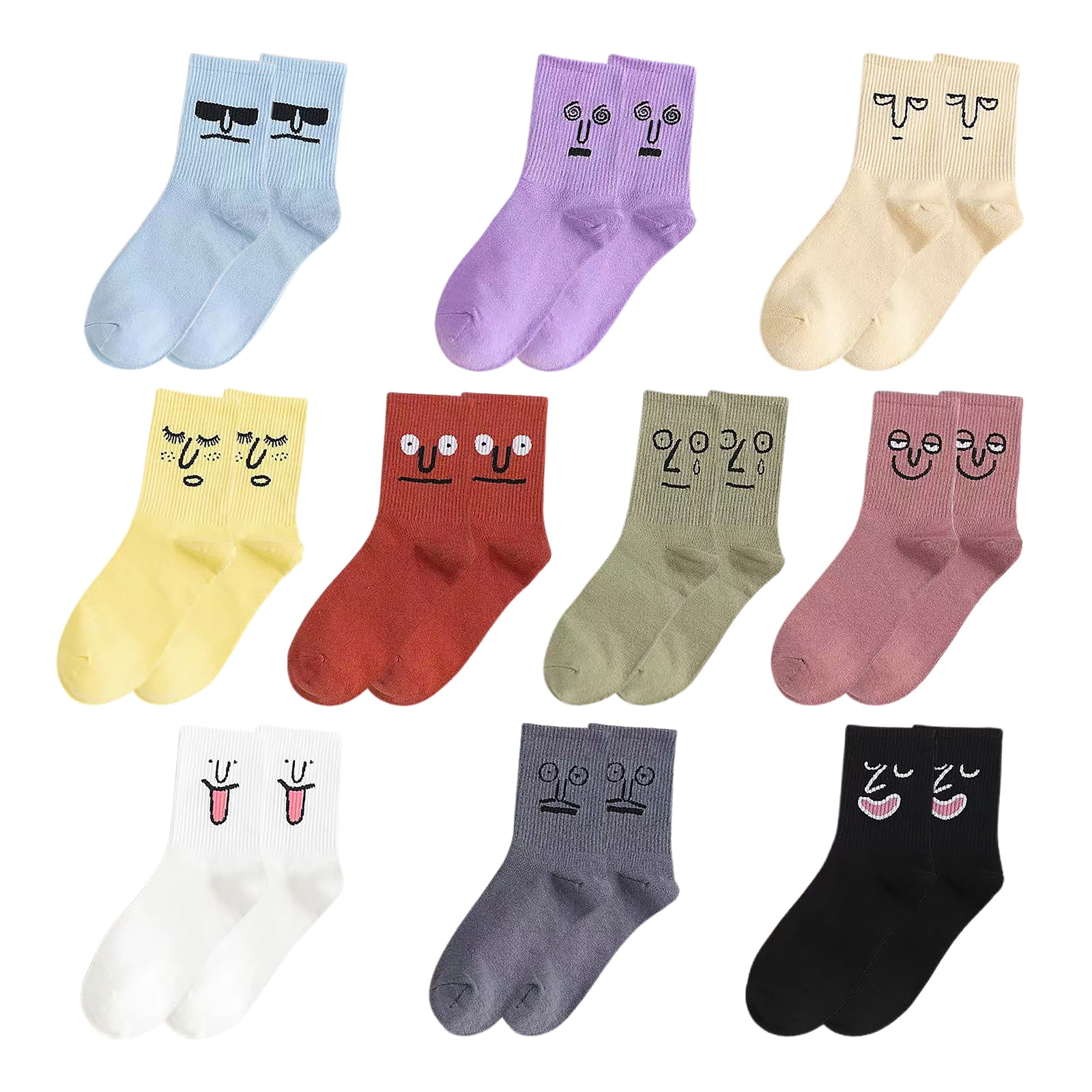 10 Pairs Cotton Fun Socks Emoticons Crazy Socks For Men Calf Socks ...