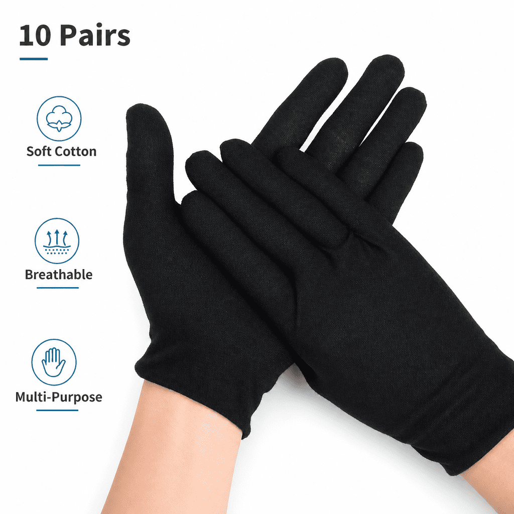 10 Pairs Cotton Gloves for Men and Women, Soft Work Gloves for Dry ...