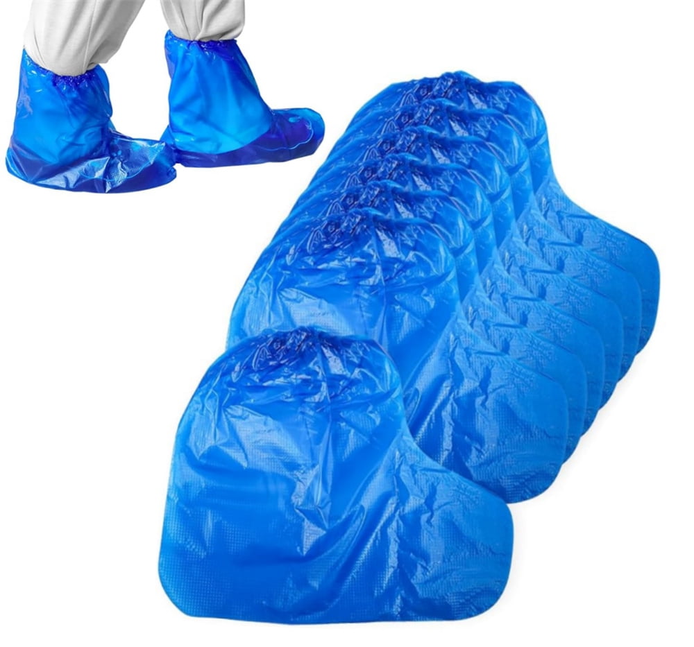 10 Pairs Disposable Boot Covers,Blue Plastic Waterproof Shoe Covers ...
