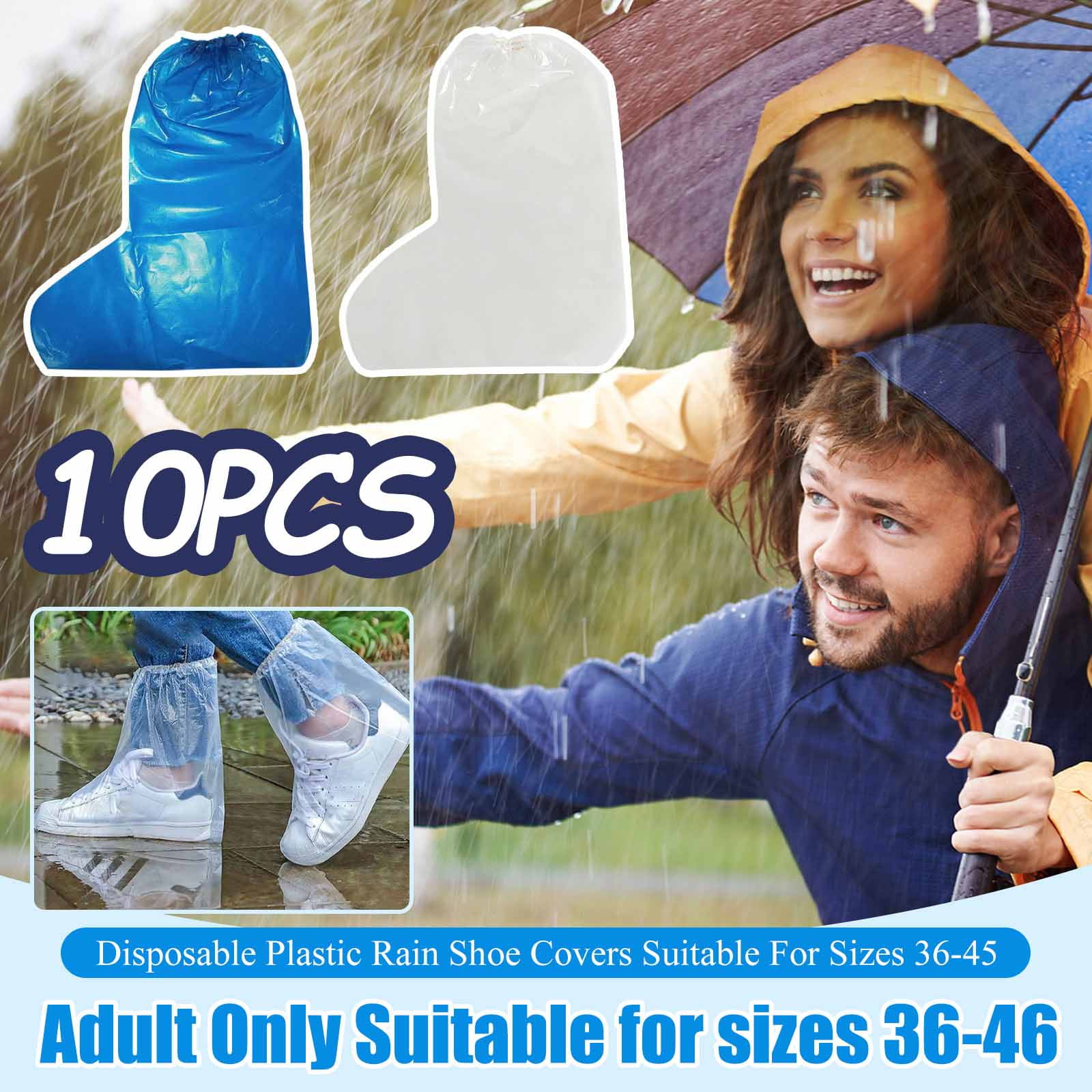 10 Pairs Disposable Clear Shoe Covers Waterproof Plastic Rain Overshoes ...
