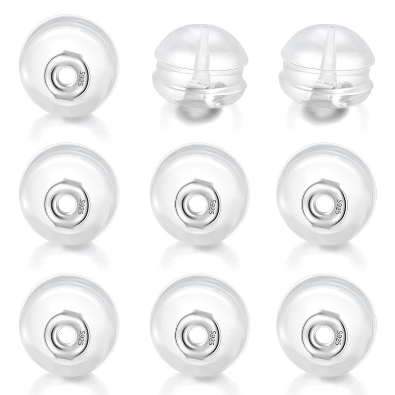 10 Pairs Earring Backs, Silver Plated Silicone Earring Backs for Studs ...