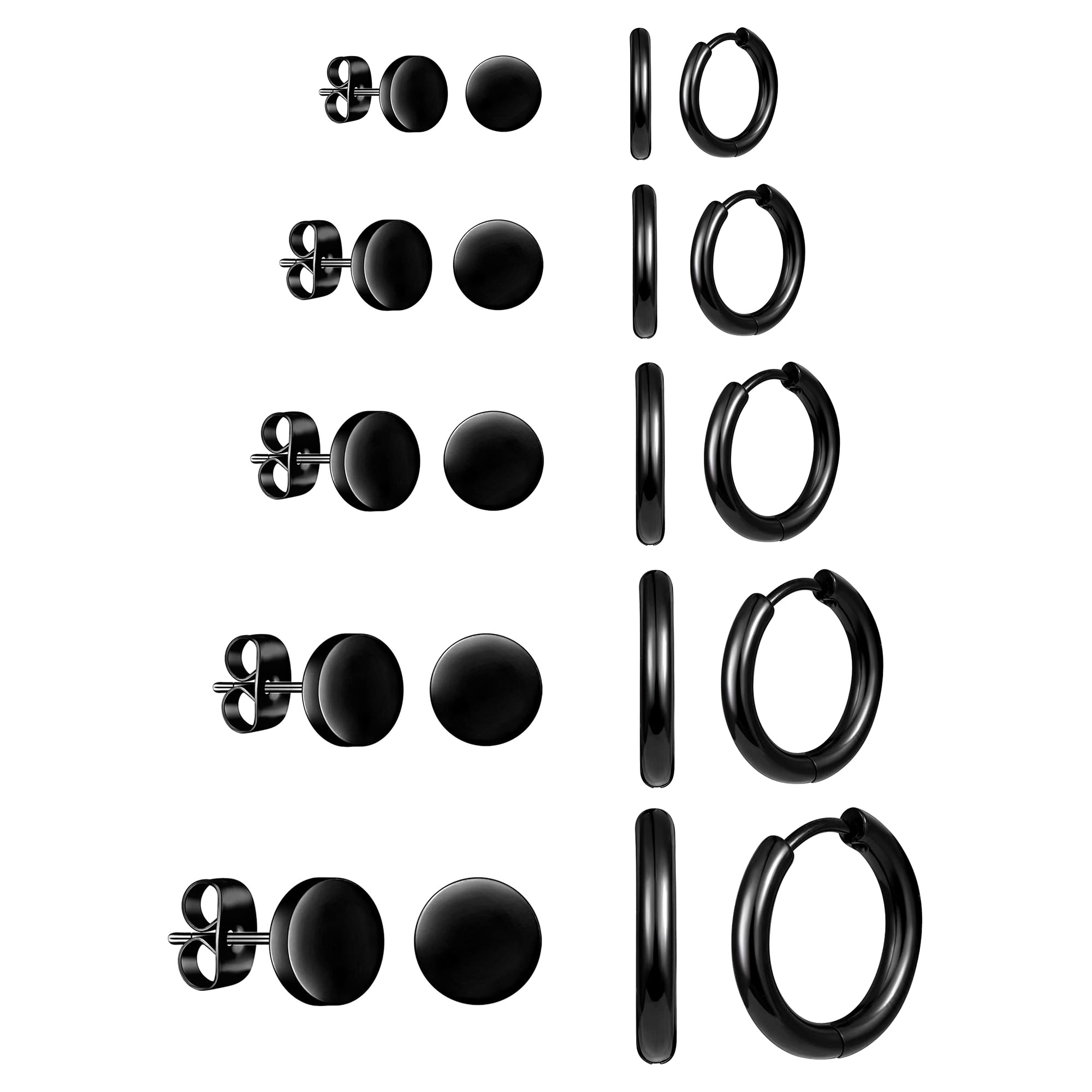 10 Pairs Earring Sets for Multiple Piercing - 14K Gold Plated Stainless ...