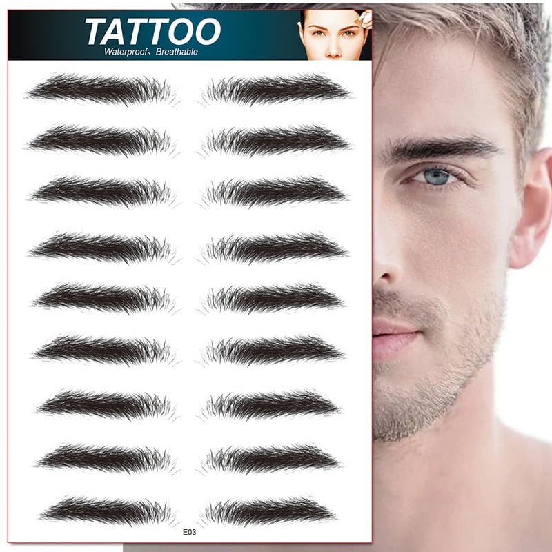 10 Pairs Eyebrow Tattoo for Men Realistic Fake Eyebrows Popular ...