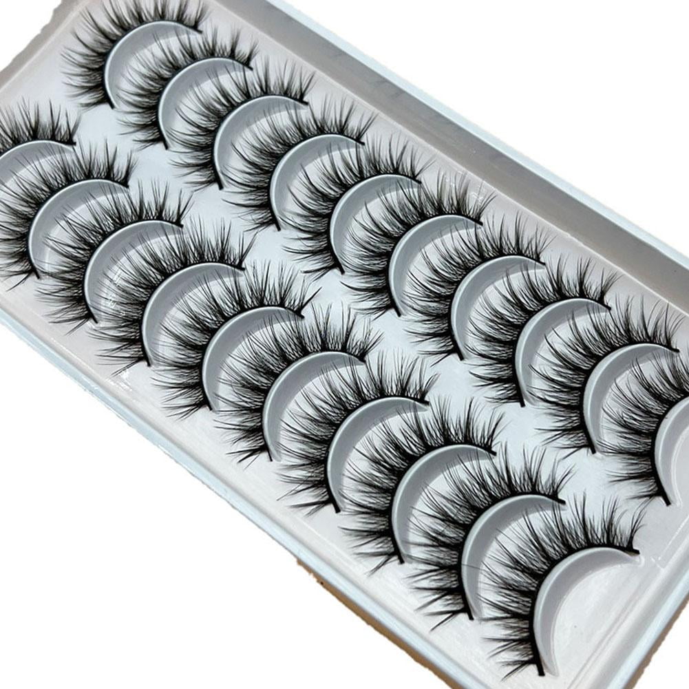 10 Pairs False Eyelashes Natural Wi Flfy Fake Eyelashes Long Thi Lashes ...