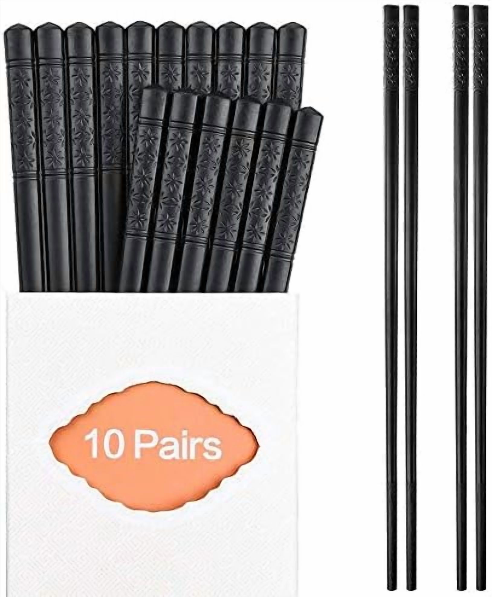 10 Pairs Fiberglass Chopsticks Family Set, Reusable Chinese, Japanese ...