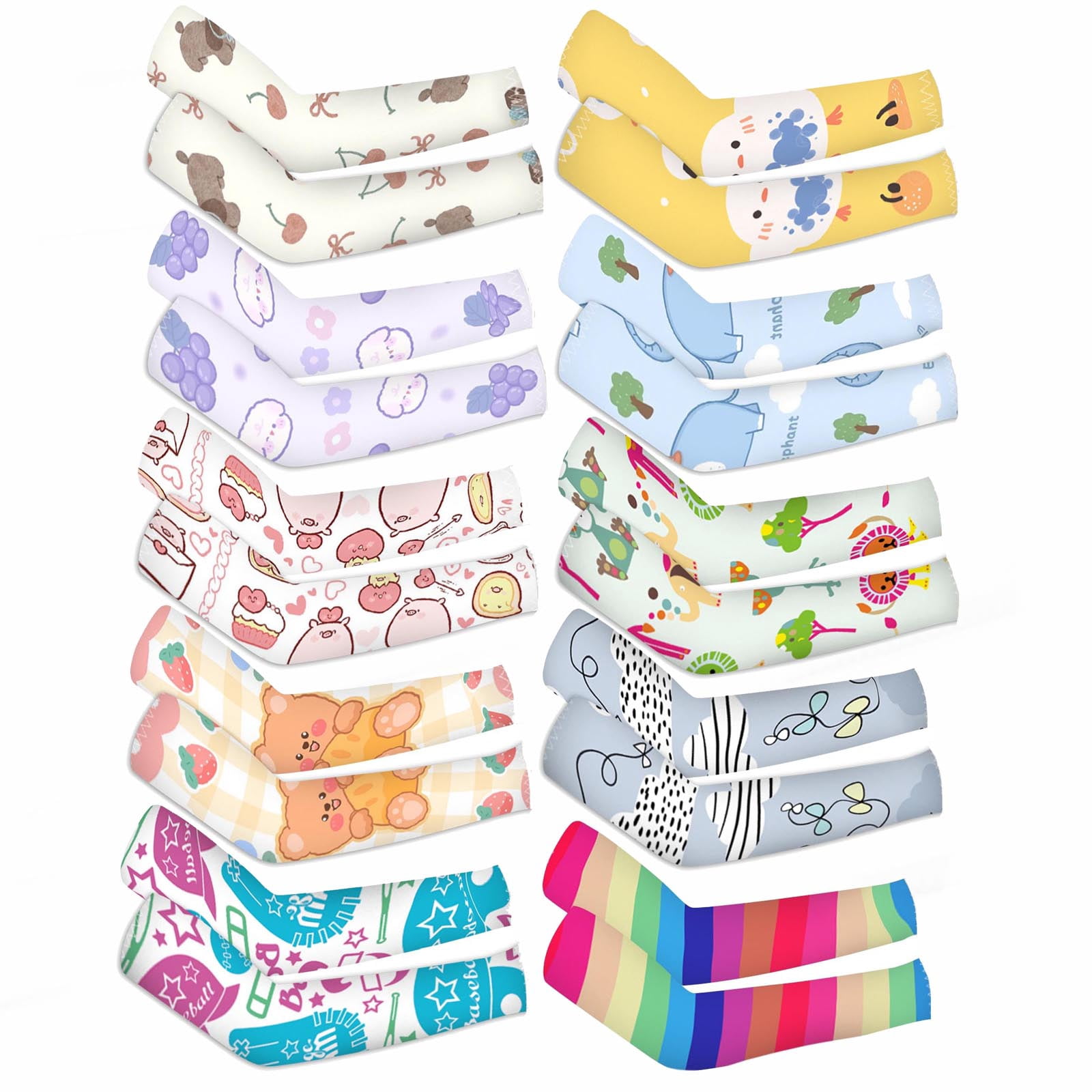 10 Pairs Girls Comfy Arm Sleeves Stretch Sun Protection Sleeve to Cover ...