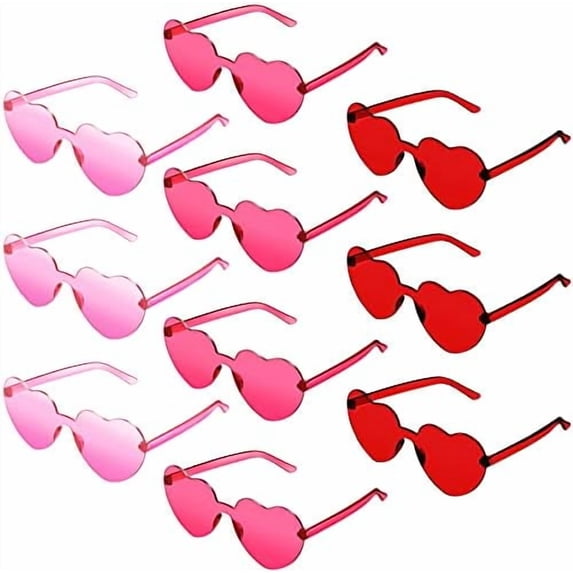 10 Pairs Heart Shaped Sunglasses Rainbow Sunglasses Candy Color Rimless ...