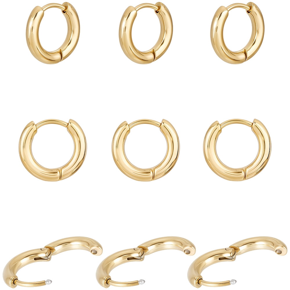 10 Pairs Ion Plating(IP) 304 Stainless Steel Huggie Hoop Earrings ...