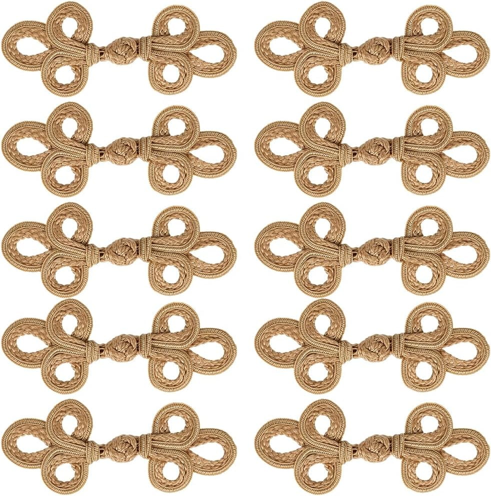 10 Pairs Khaki Chinese Style Frog Knot Buttons Vintage Closure Knots ...