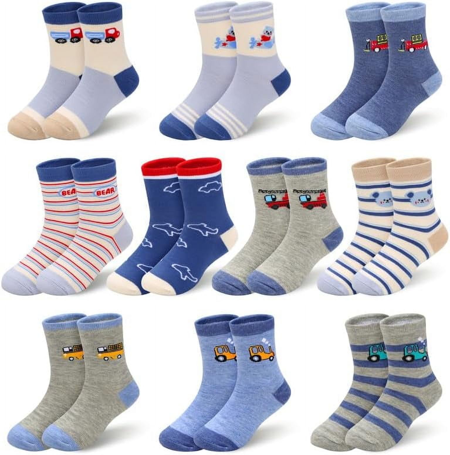 10 Pairs Kids Boys Fun Novelty Socks Toddler None Slip Cotton Crew ...