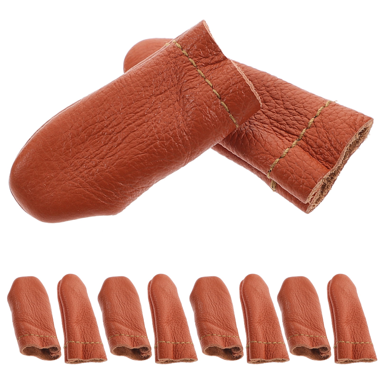 10 Pairs Leather Finger Cots Work Gloves Needle Nail Tools Wood Carving ...