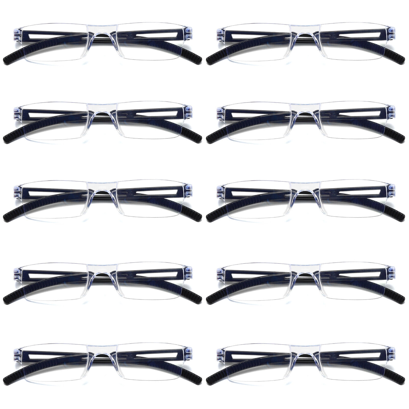 10 Pairs Men Women Rimless Reading Glasses Blue Light Blocking Unisex ...