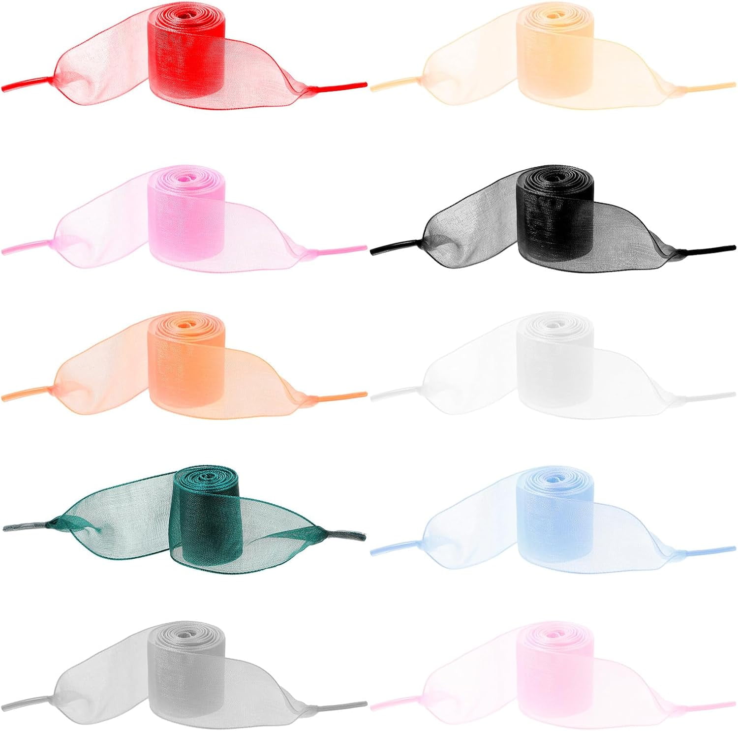 10 Pairs Ribbon Shoe Laces, Transparent Chiffon Shoelaces Wide Silk ...