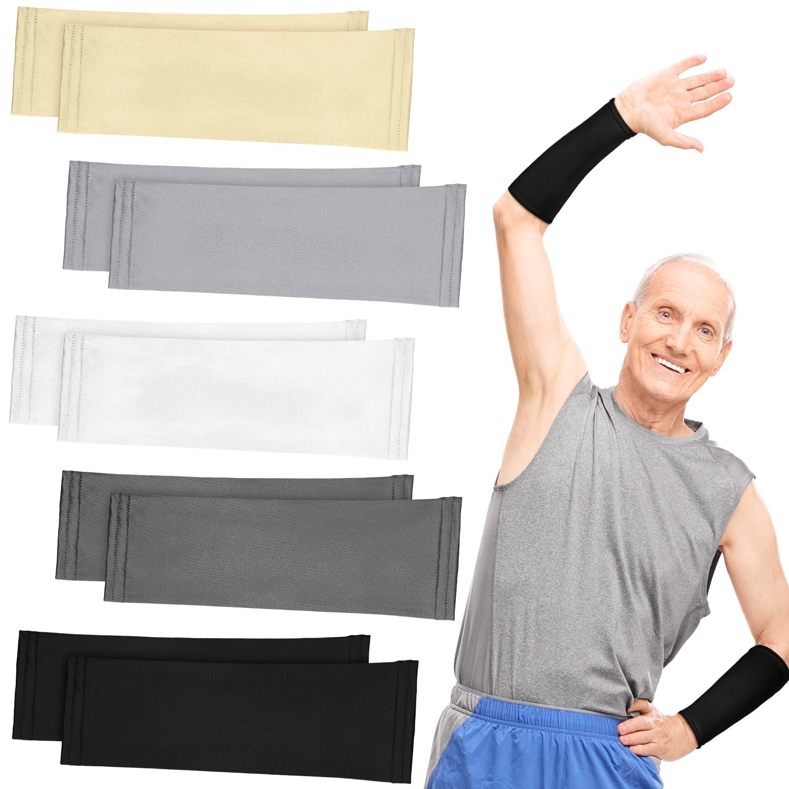 10 Pairs Skin Thin Protective Arm Sleeves Gardening Work Sun Protection ...