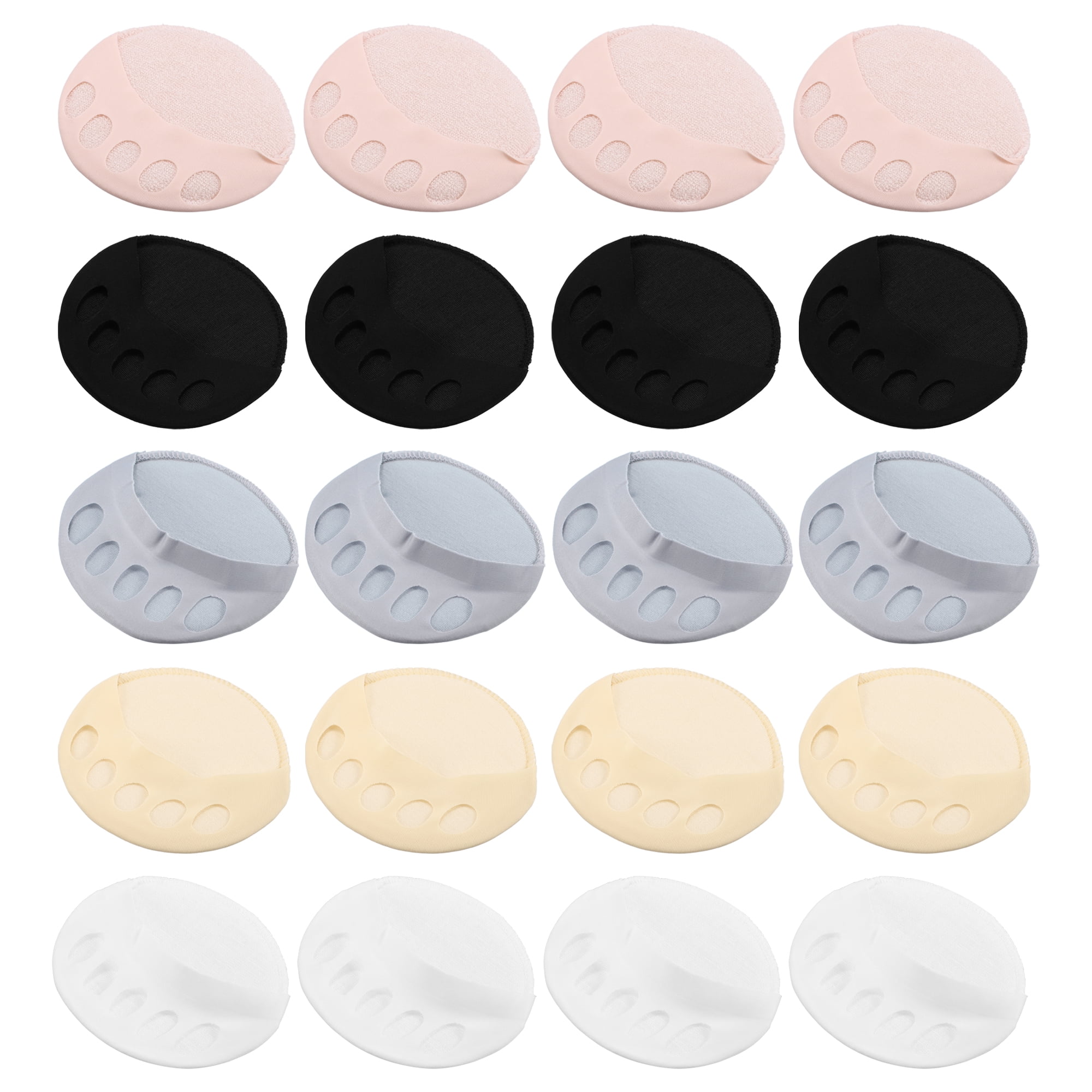 10 Pairs Soft Fabric Breathable Five Toes Forefoot Pads 5 Colors Black ...