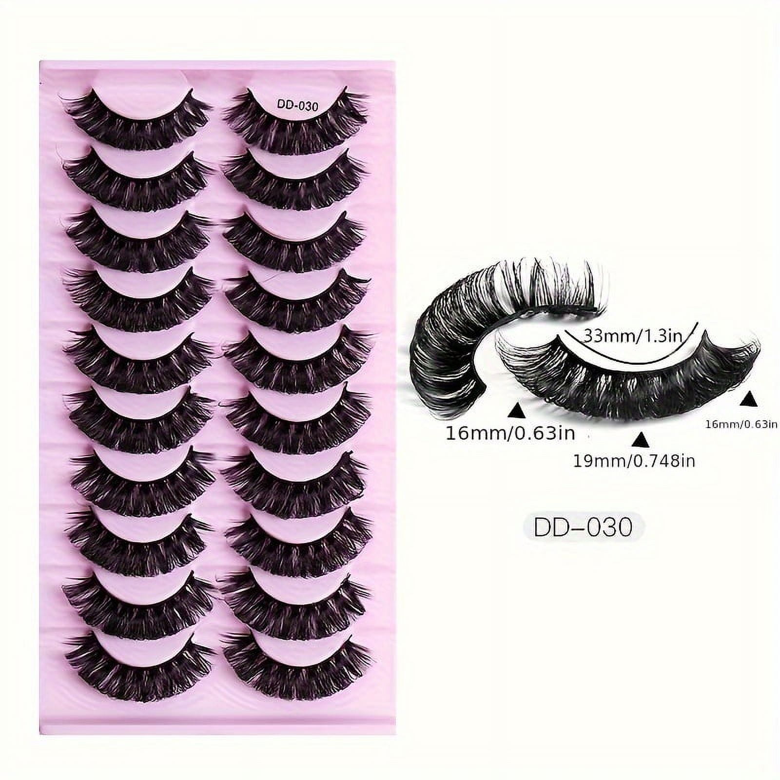 10 Pairs Synthetic False Eyelashes, Russian Strip, D/ Curl, Thick ...