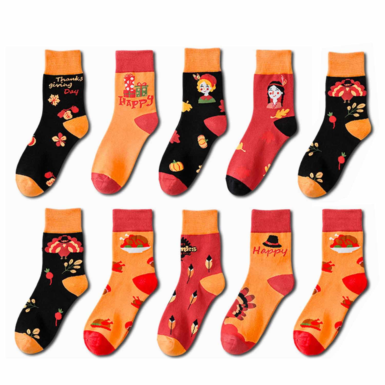 10 Pairs Thanksgiving Socks Fall Autumn Socks Harvest Fuzzy Socks ...