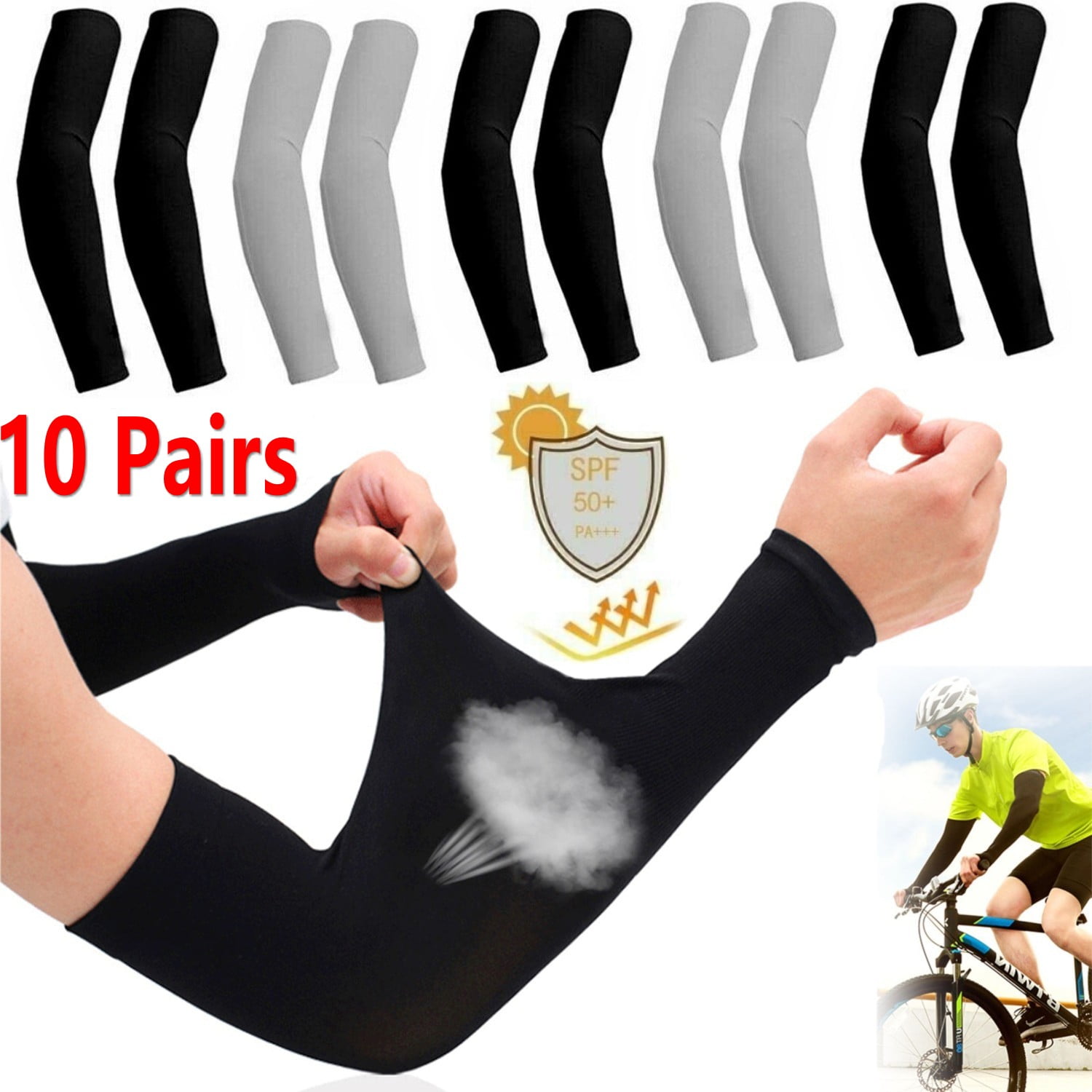 Oture UV Sun Protection Cooling Arm Sleeves, Compression Cover, 10 ...