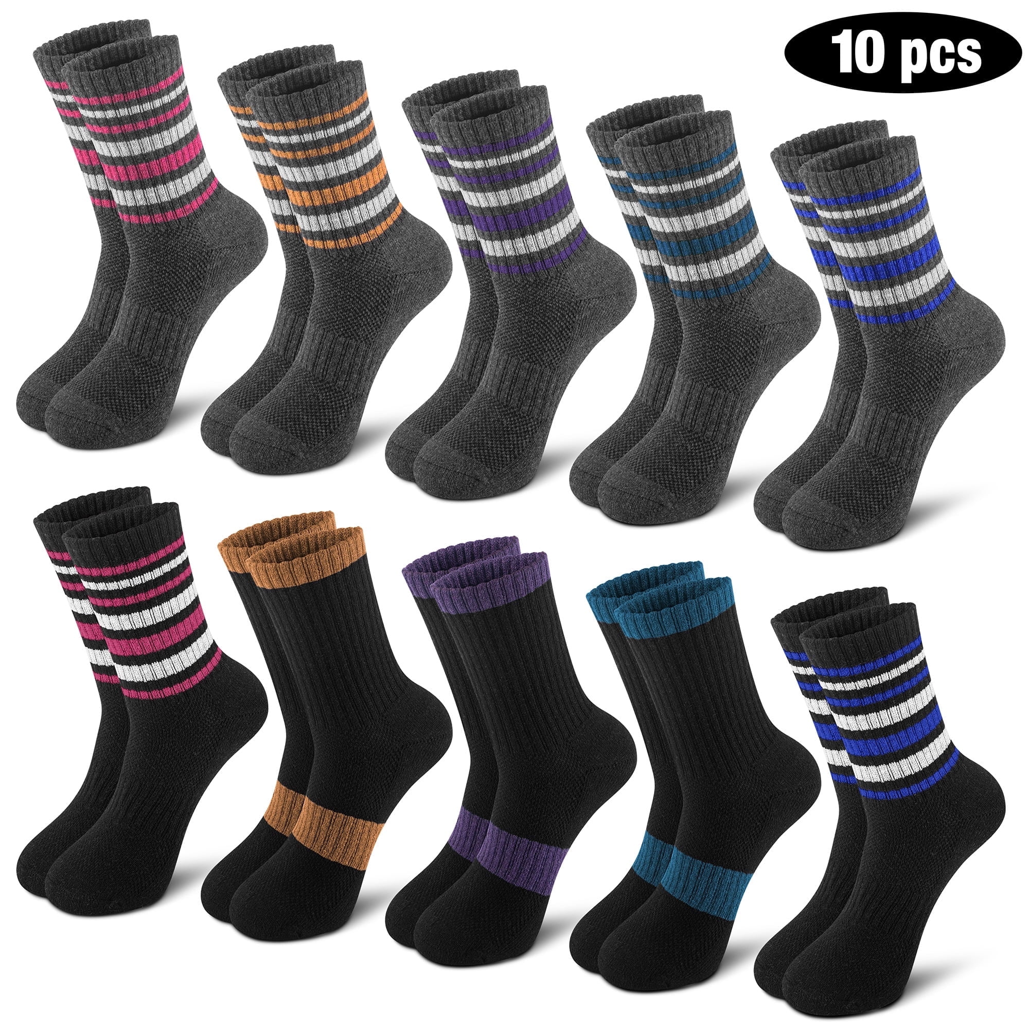 10 Pairs Warm Wool Socks for Women Thick Knit Thermal Boot Crew Winter ...