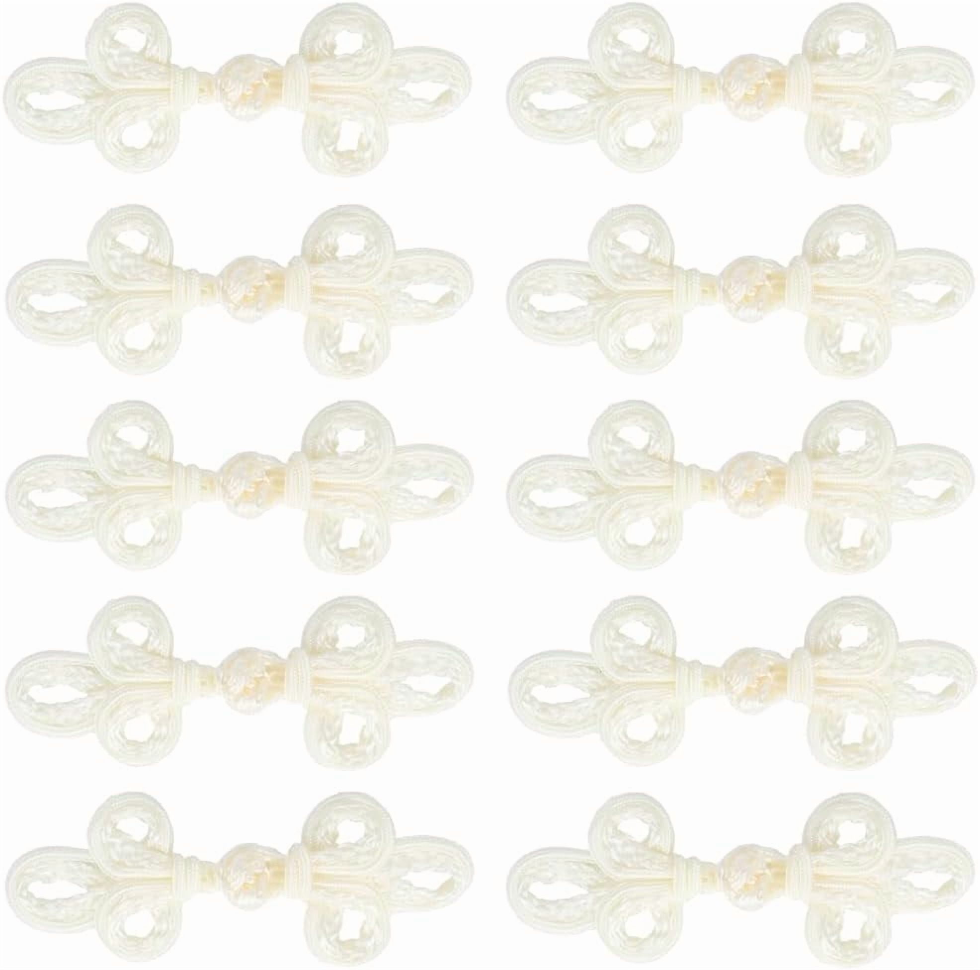 10 Pairs White Chinese Style Frog Knot Buttons Handmade Nylon Knots ...