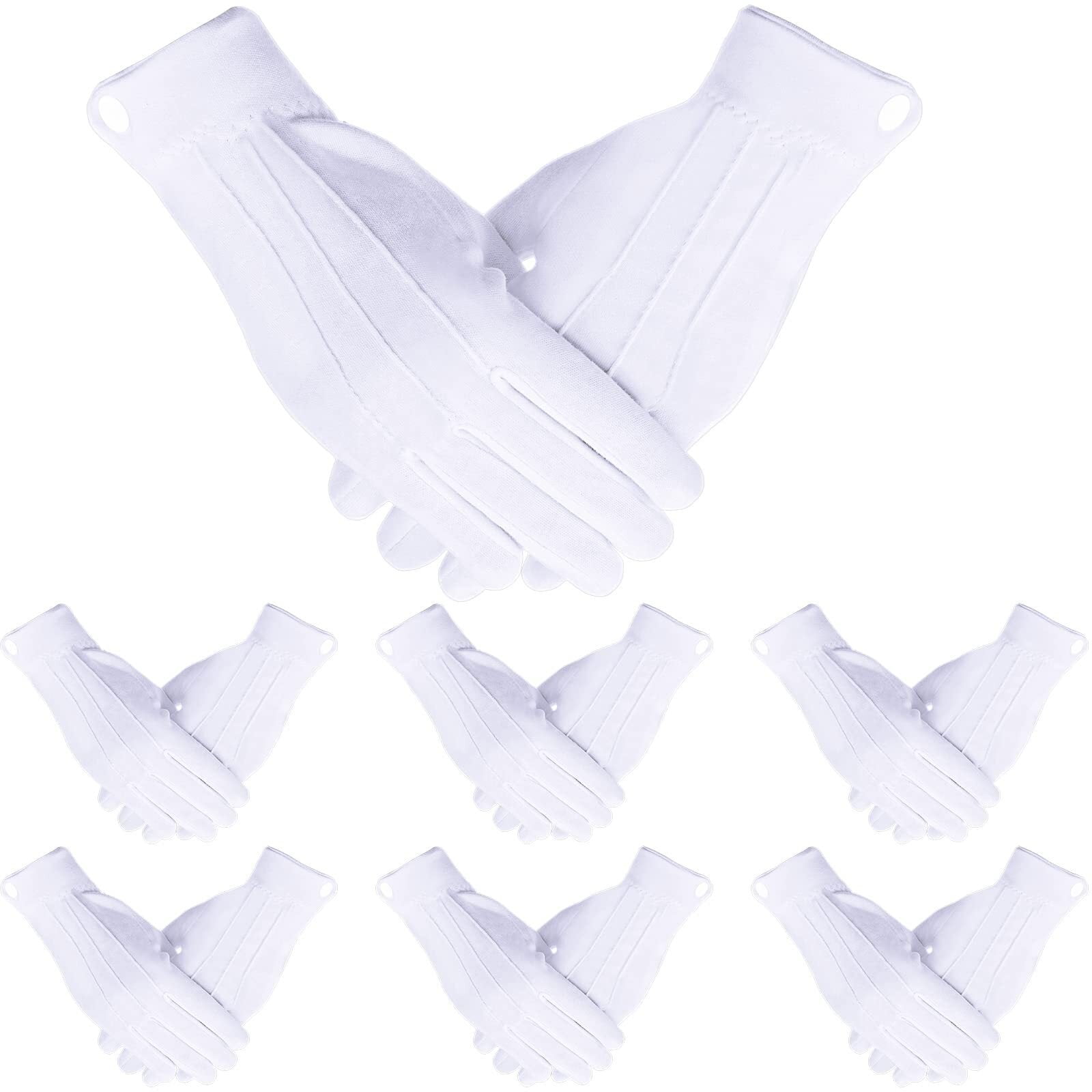 10 Pairs White Cotton Marching Gloves Formal Tuxedo Guard Parade Gloves ...