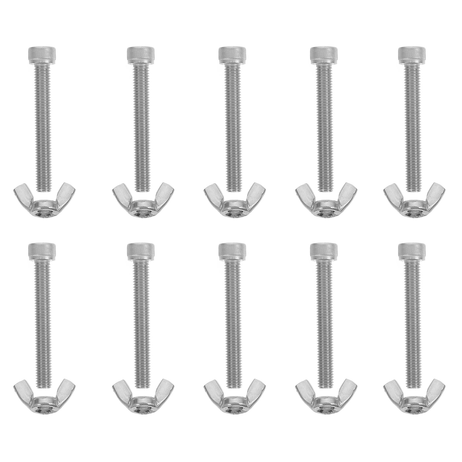 10 Pairs Wing Nuts and Screw Bolts Kit Machine Screws Locknuts Torque ...