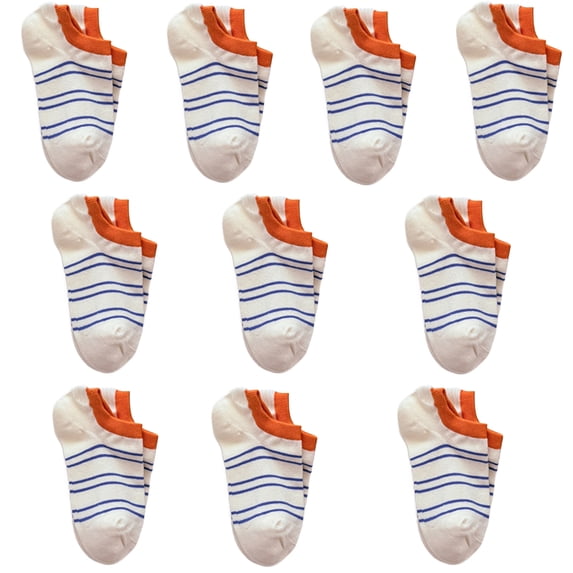 10 Pairs Women Colorful Striped Short Socks Fashion Elastic Cuff ...