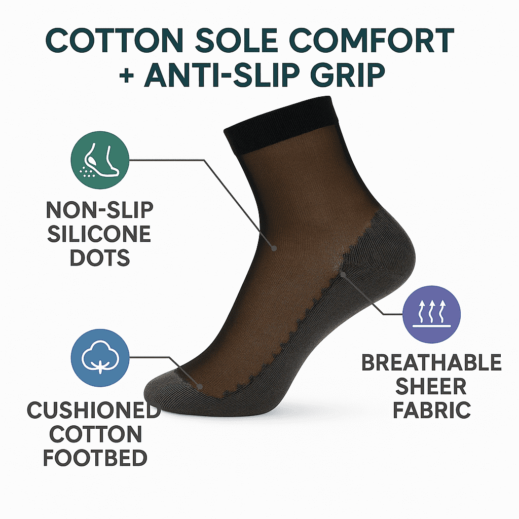 10 Pairs Women’s Sheer Ankle Socks with Non-Slip Sole and Cushioned ...