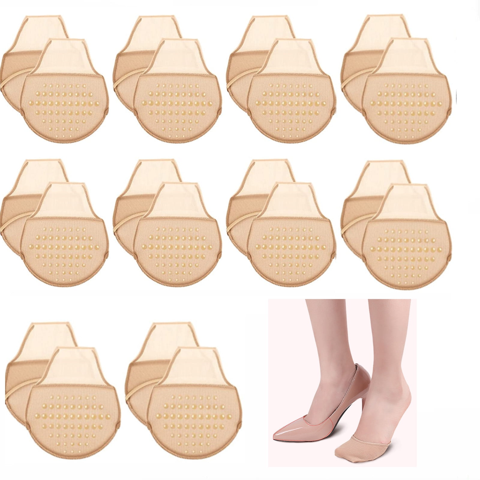 10 Pairs Women's Toe Topper Socks with Foot Sole Padding, Non-Skid Half ...