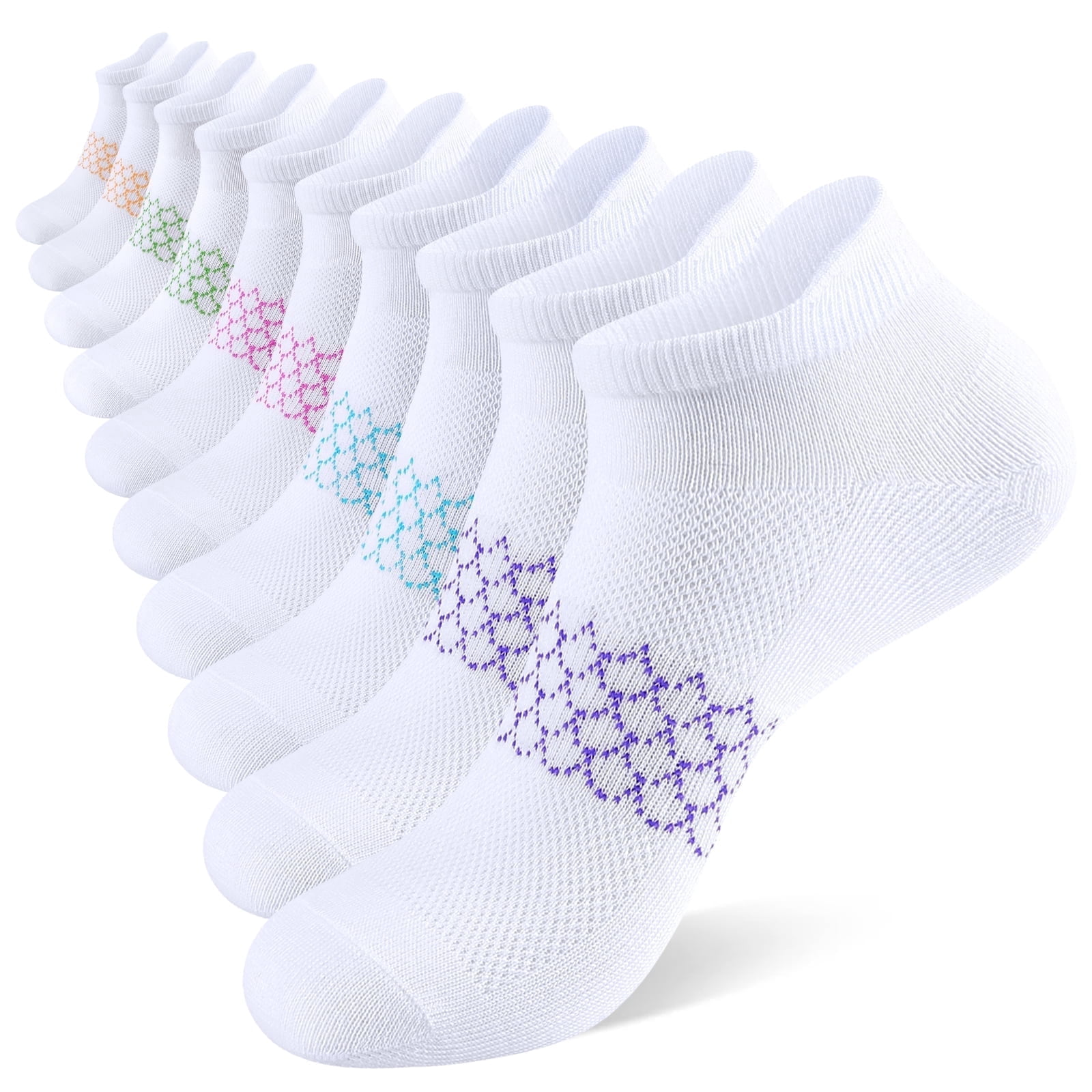 LOOIKOOS 10 Pairs Womens Ankle Socks, Low Cut Lightweight Breathable ...