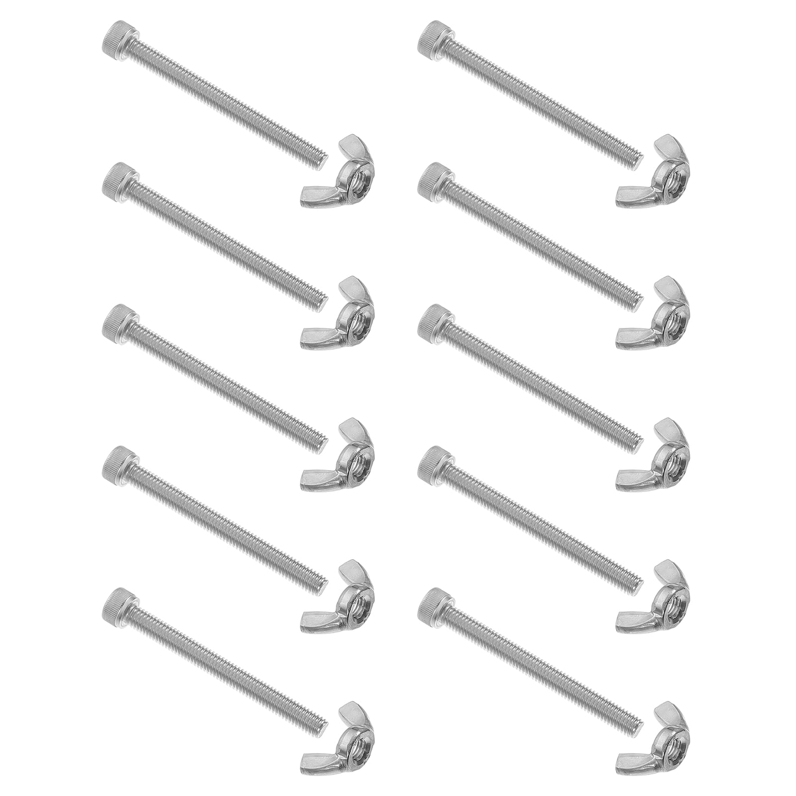 10 Pairs of Stainless Steel Screw Bolts with Wing Nut Kit Machine ...