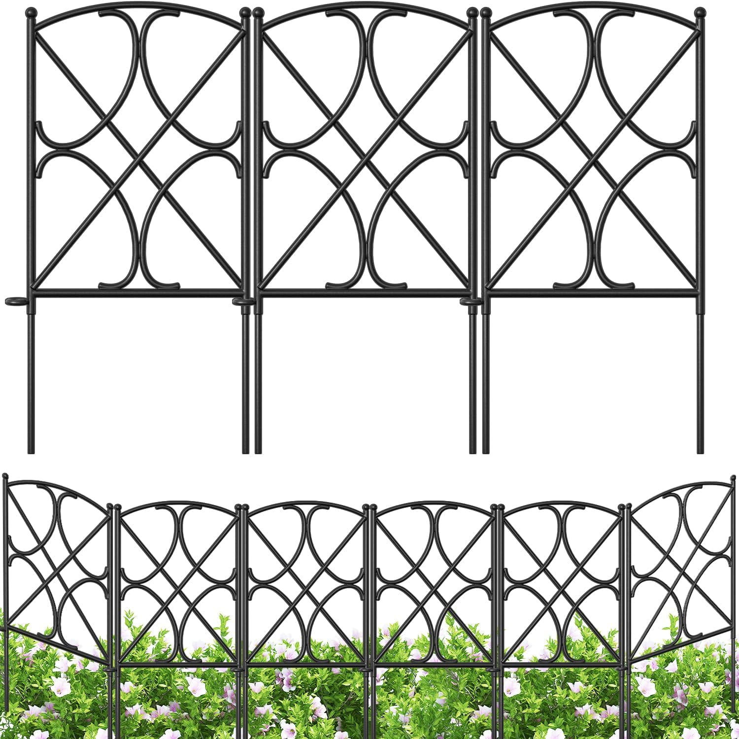 10 Panels 24in(H)×10ft(L) Decorative Garden Fences and Borders for Dogs ...