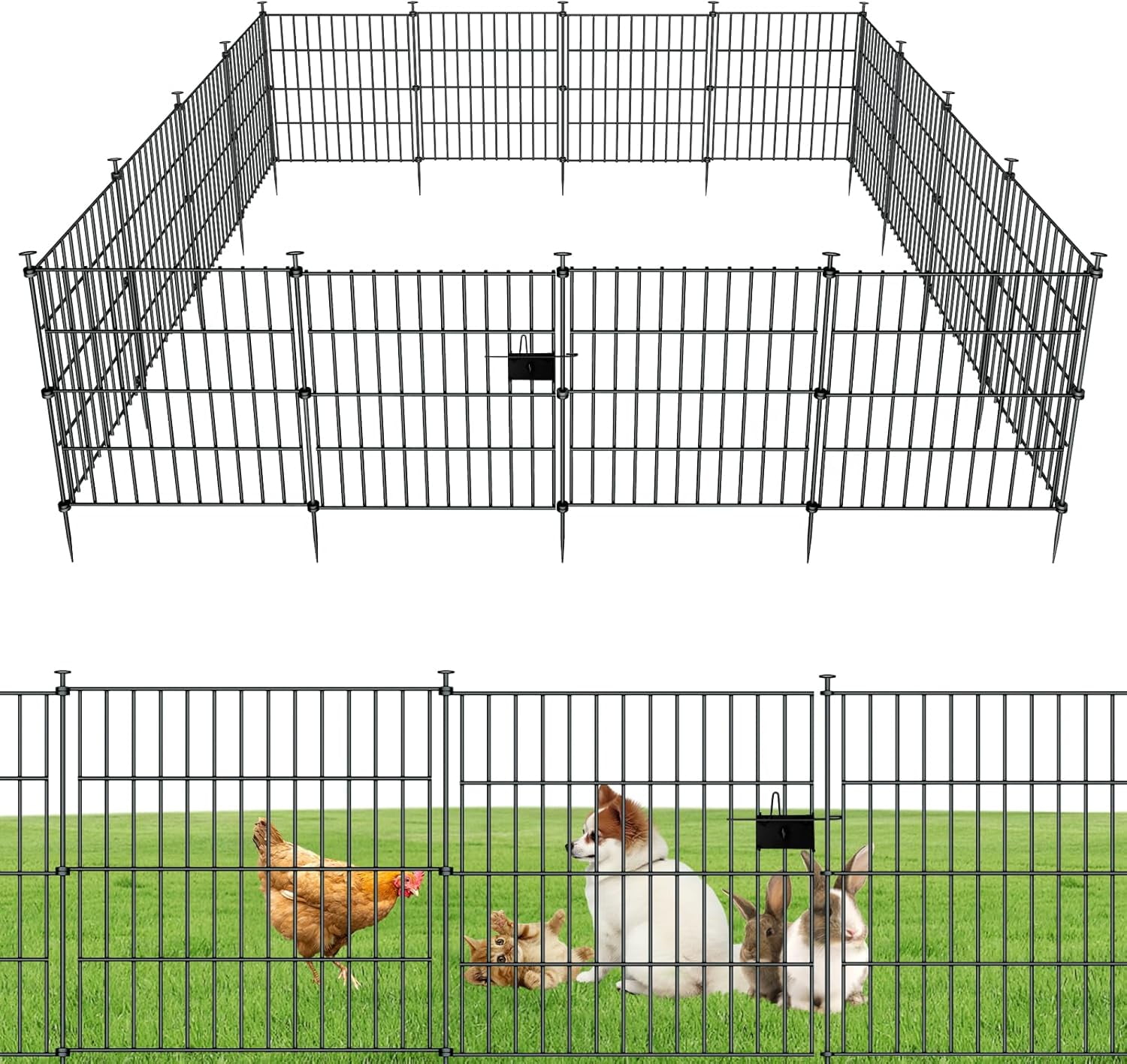 10 Panels Garden Fence Dog Fence Outdoor for Yard,24in H x 20ft L ...