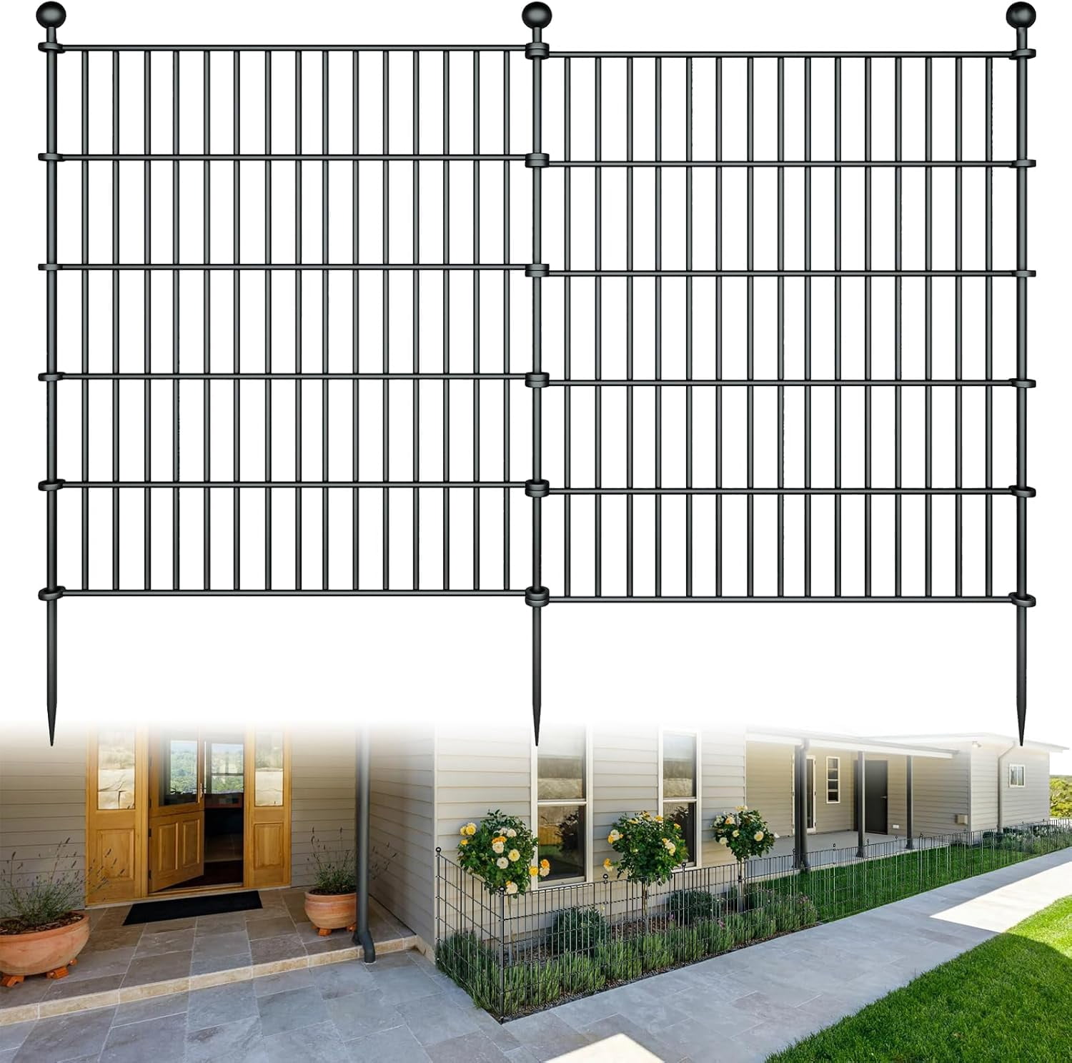 10 Panels Garden Fence Dog Fence Outdoor for Yard,32in H x 23.6ft L ...