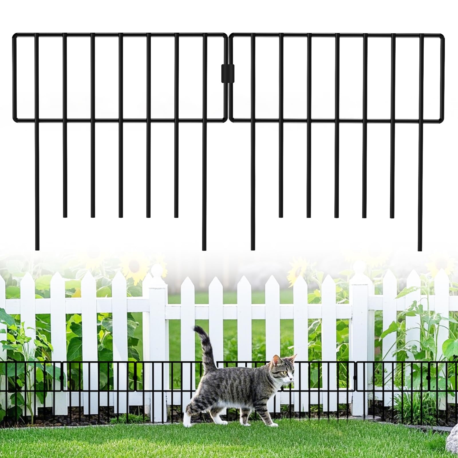 10 Panels Garden Fence IFF17 Animal Barrier, No Dig Dog Fence Outdoor ...